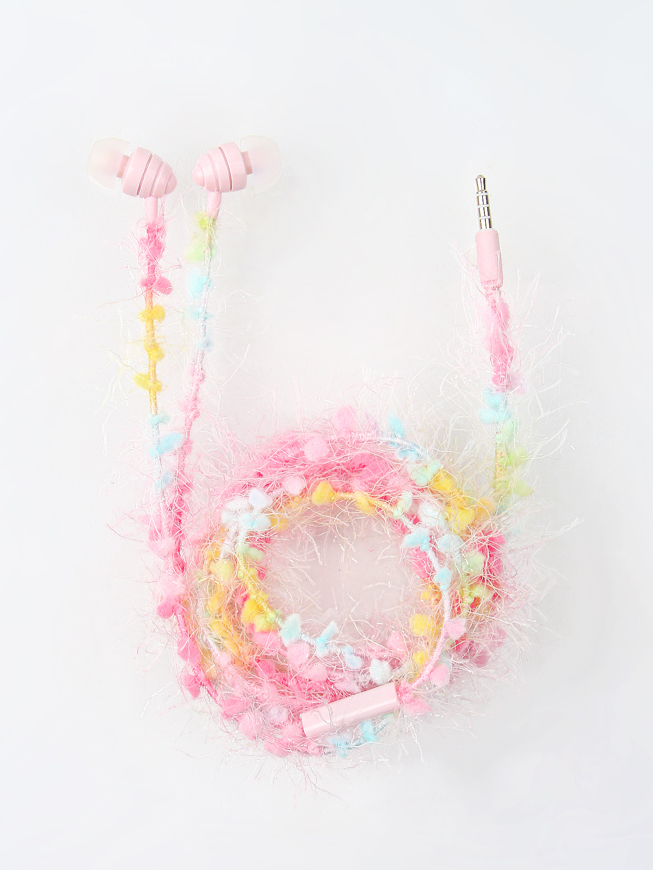 URIZONS colorful plush wrapped earphones wired earbuds braided cable ...