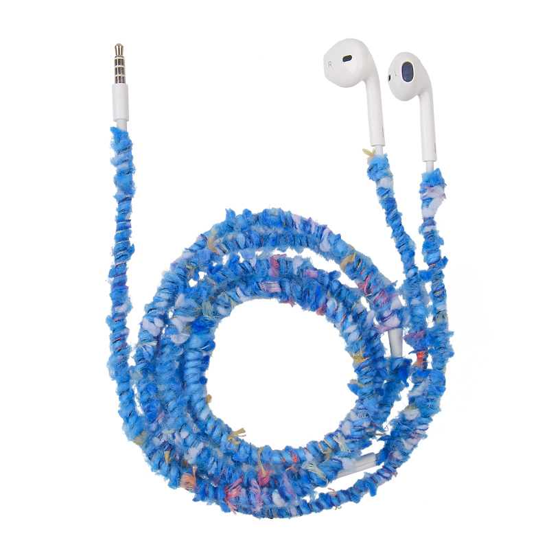 URIZONS colorful plush wrapped earphones wired earbuds braided cable ...